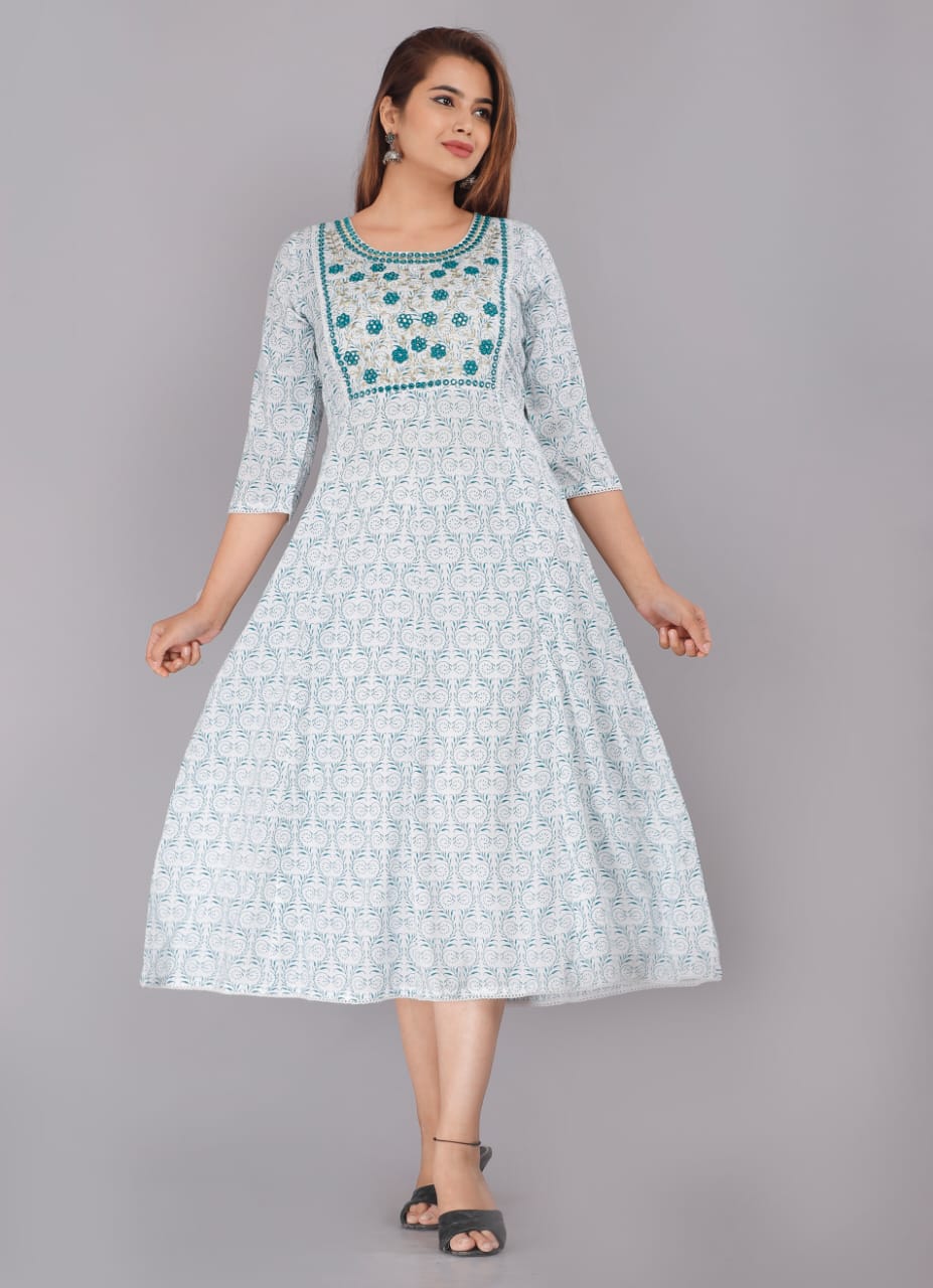 Floral Type - Pure cotton Mirror work Top – Elegant Fashions